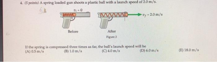 Solved 4. (5 points) A spring loaded gun shoots a plastic | Chegg.com