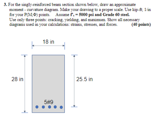 Solved For the singly-reinforced beam section shown below, | Chegg.com