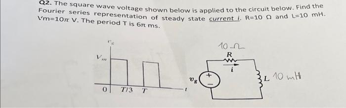 Solved Q2. The square wave voltage shown below is applied to | Chegg.com