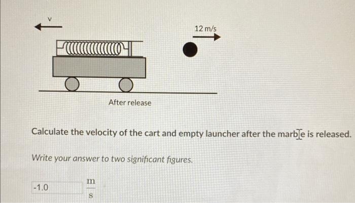 Solved A marble launcher is affixed to the top of the cart | Chegg.com