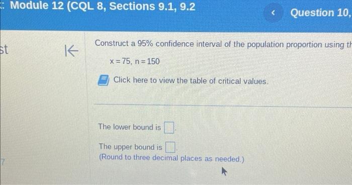 Solved St Module 12 Cql 8 Sections 9 1 9 2 K Construct A