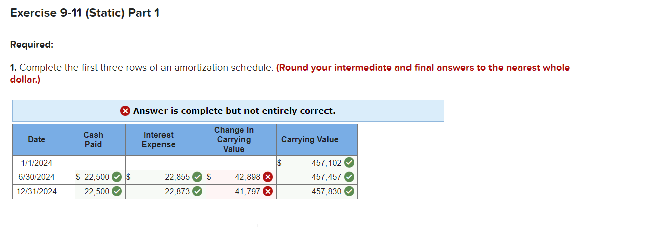 Solved Exercise 9-11 (Static) ﻿Part 1Required:Complete the | Chegg.com