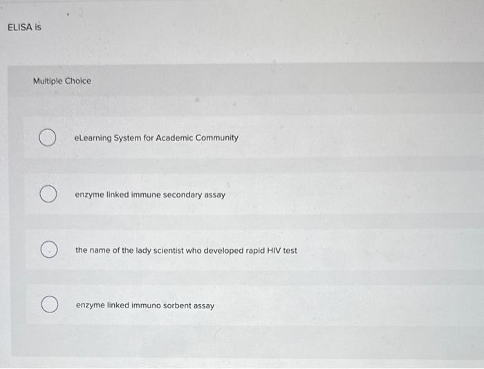 Solved ELISA is Multiple Choice eLearning System for | Chegg.com