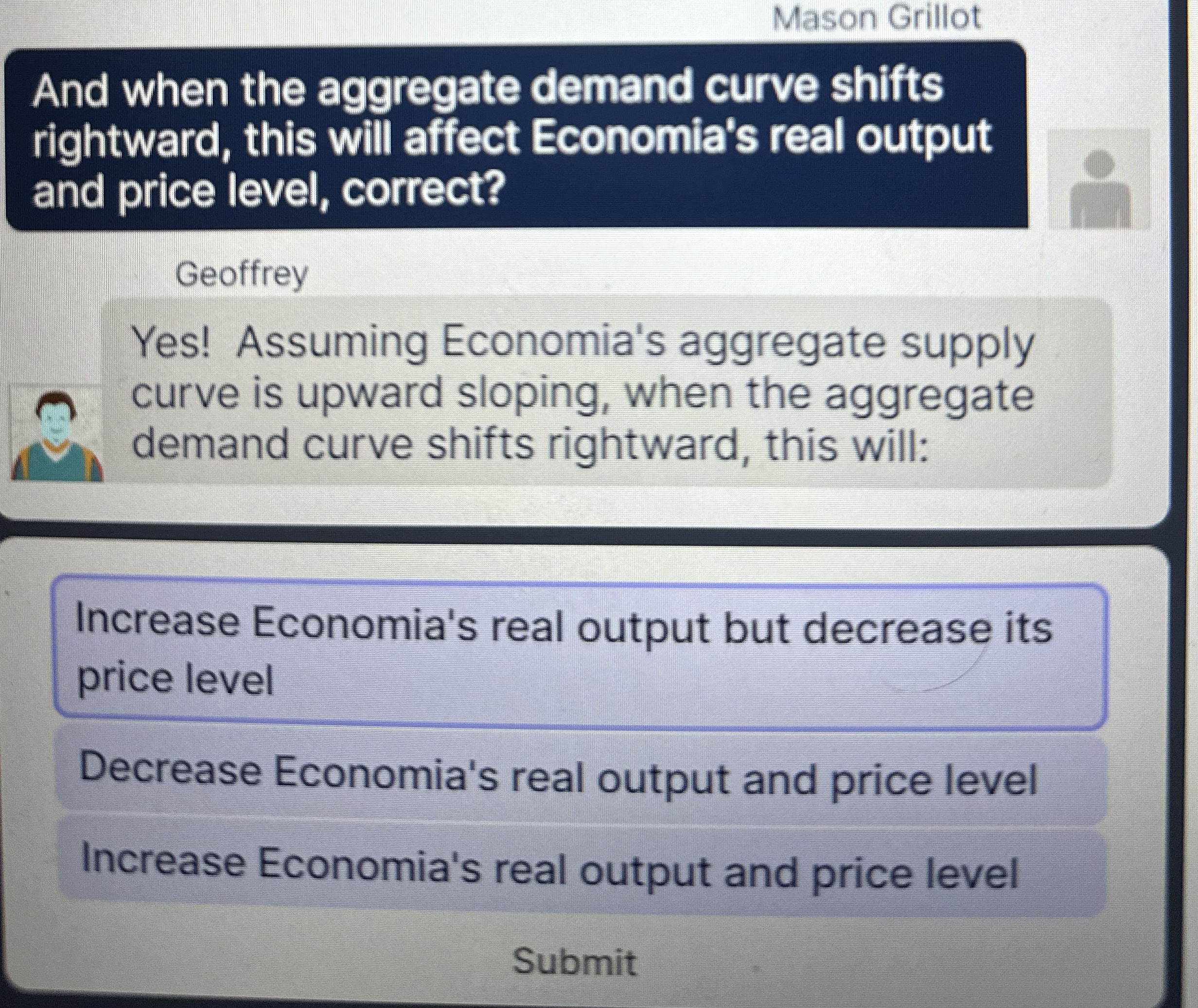 Solved Mason GrillotAnd when the aggregate demand curve | Chegg.com
