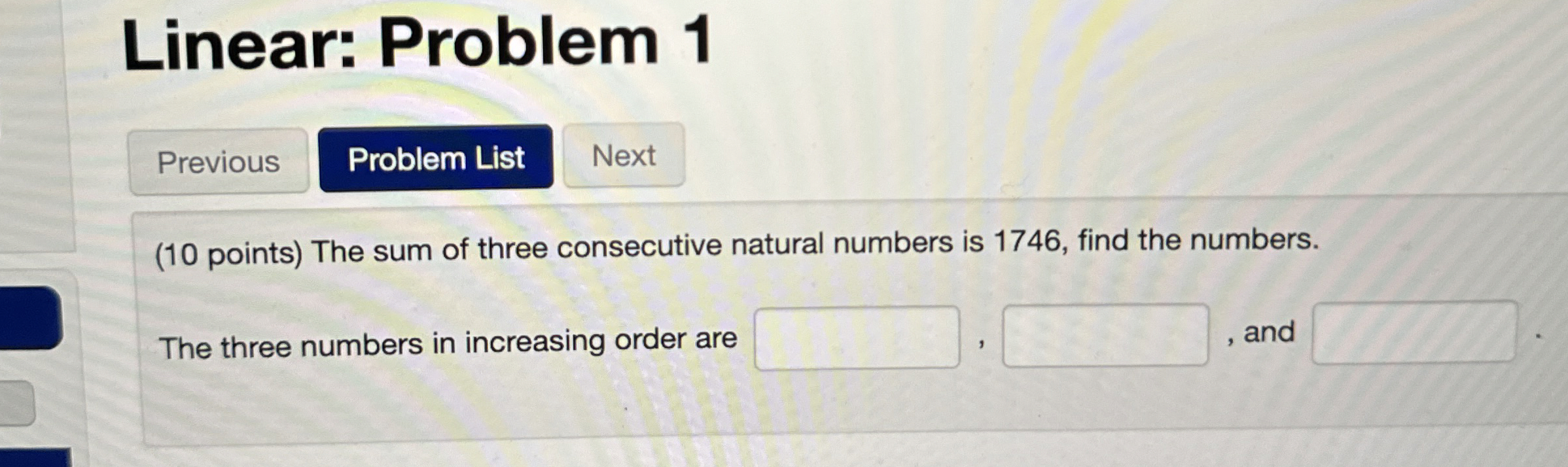 Solved (10 ﻿points) ﻿The sum of three consecutive natural | Chegg.com