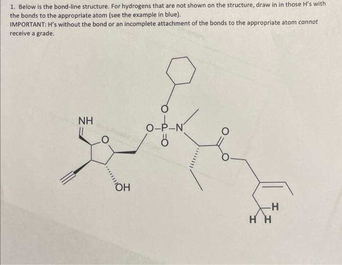 Solved 1. Below is the bond-line structure. For hydrogens | Chegg.com