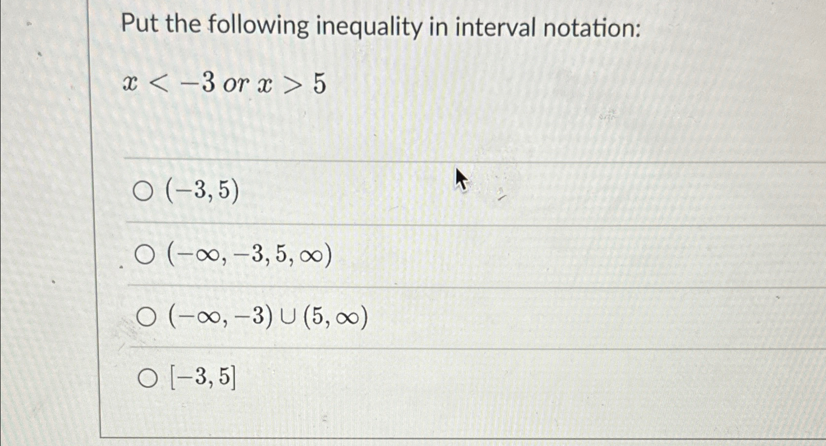 Solved Put the following inequality in interval | Chegg.com