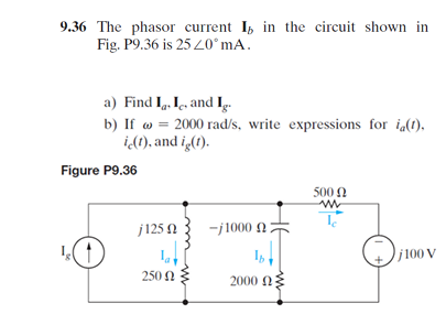 Solved 9.36 ﻿The phasor current Ib in ﻿the circuit shown in | Chegg.com