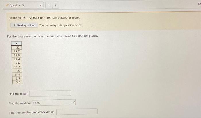Solved Score on last try: 0.33 of 1 pts. See Details for | Chegg.com