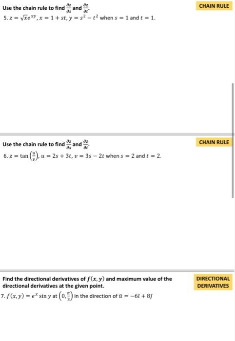 Solved Use the chain rule to find ∂s∂z and ∂t∗∂z 5. | Chegg.com