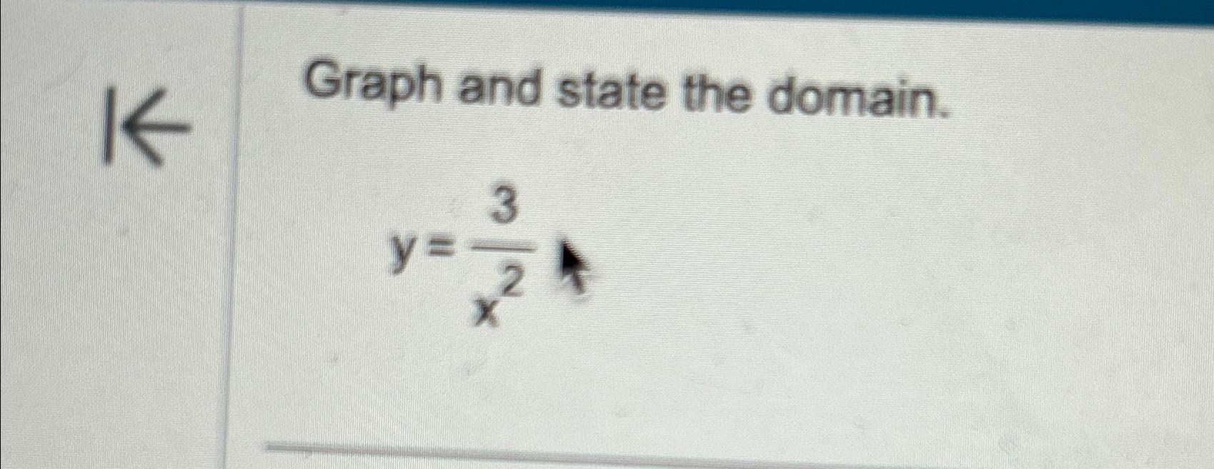 Solved Graph and state the domain.y=3x2 | Chegg.com