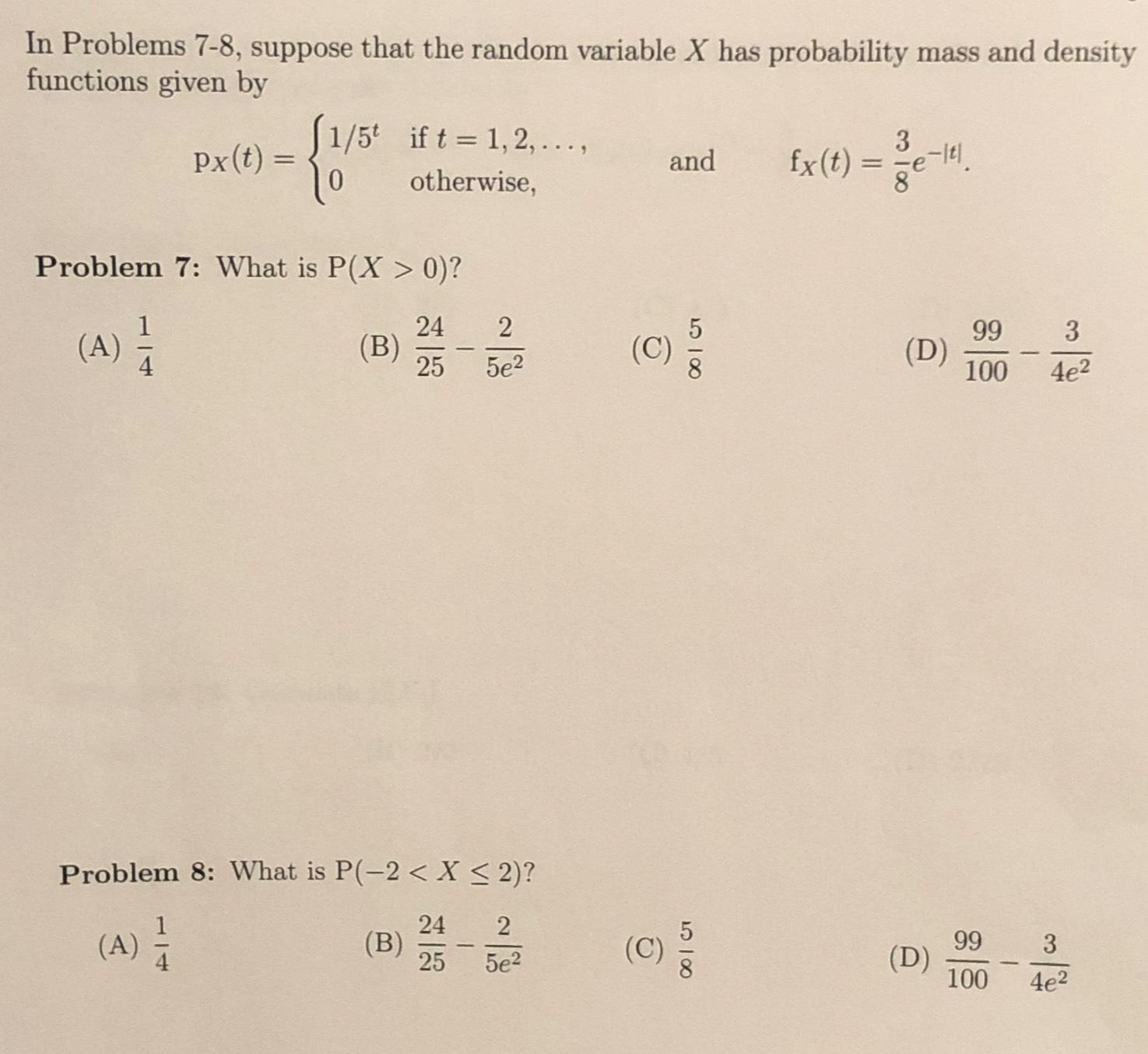 In Problems 7-8, ﻿suppose that the random variable x | Chegg.com
