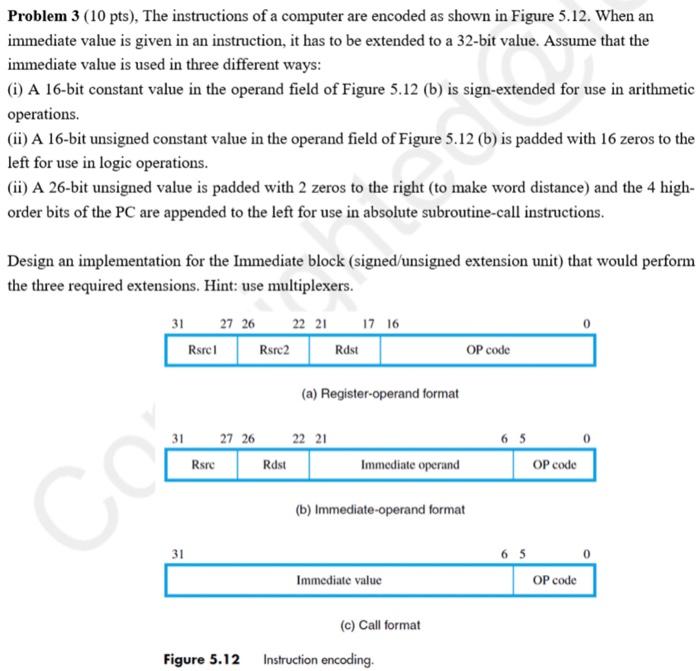 Solved Problem 3 (10 pts), The instructions of a computer | Chegg.com
