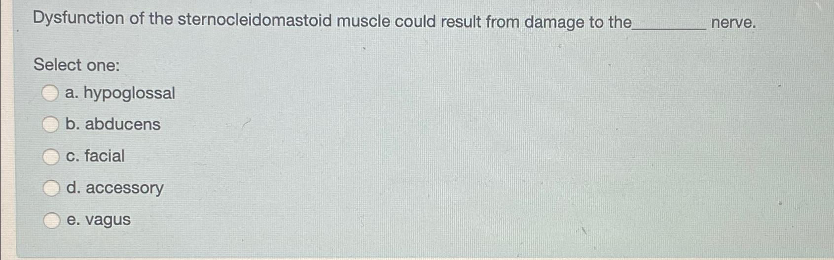 Solved Dysfunction of the sternocleidomastoid muscle could | Chegg.com