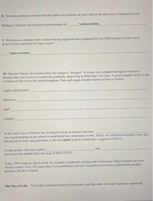 Solved 8. Victorian geologists realized that the Earth was | Chegg.com