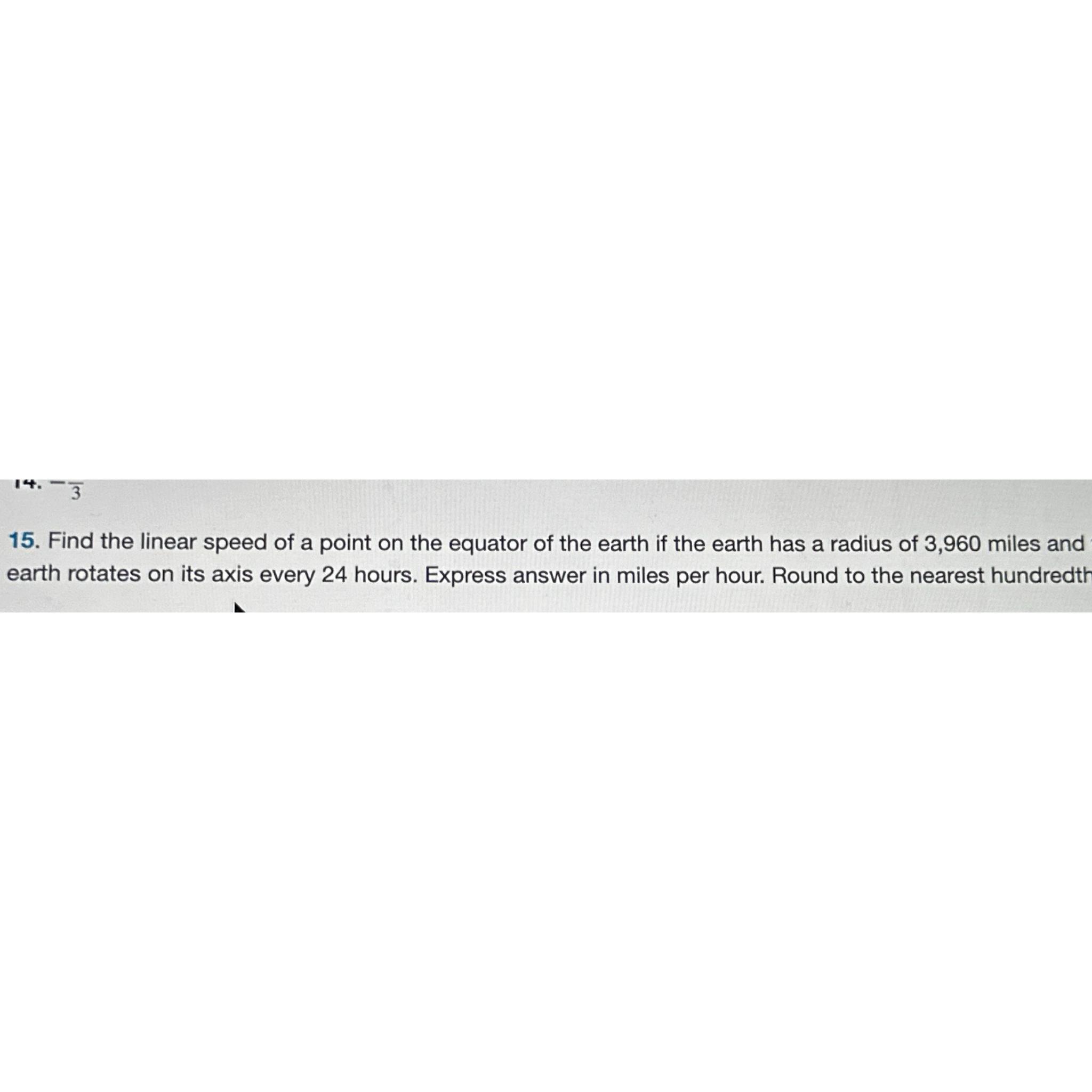 Solved Find the linear speed of a point on the equator of | Chegg.com