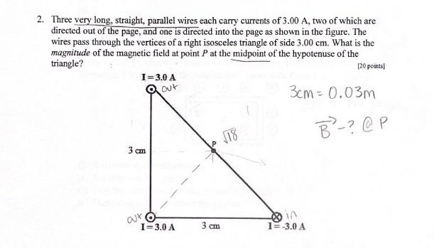 Solved 2. Three very long, straight, parallel wires each | Chegg.com