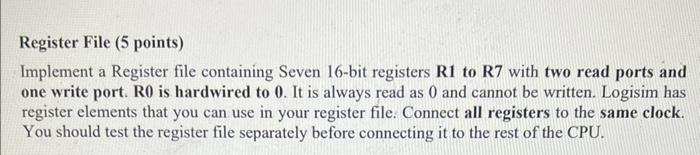 Solved Register File (5 points) Implement a Register file | Chegg.com