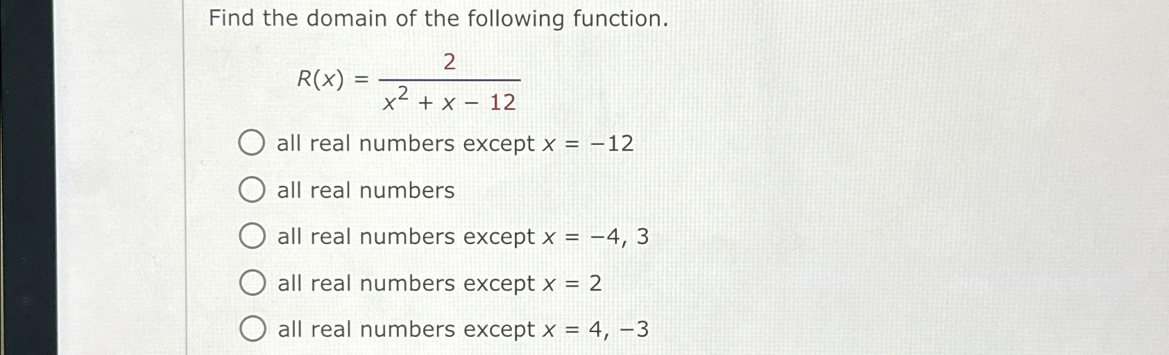 Solved Find the domain of the following | Chegg.com