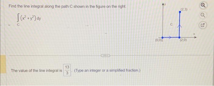 Solved Find the line integral along the path C shown in the | Chegg.com