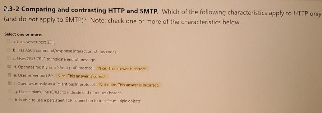 Solved 2.3-2 Comparing and contrasting HTTP and SMTP. Which | Chegg.com