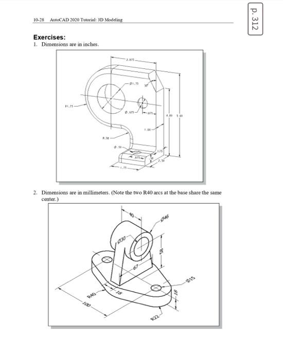 Solved Exercises: 1. Dimensions are in inches. 2. Dimensions | Chegg.com
