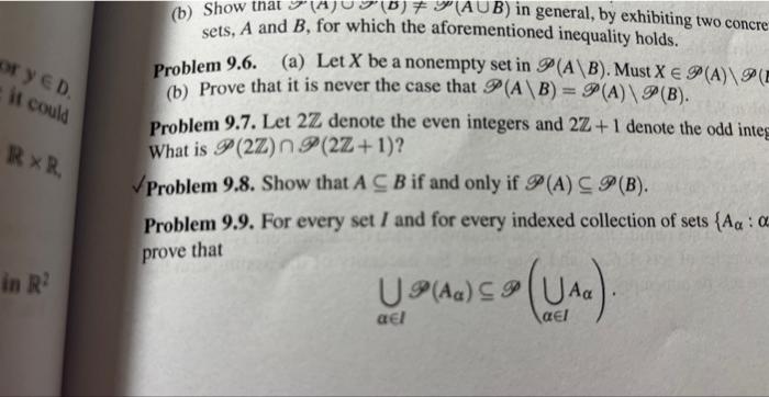 Solved sets, A and B, for which the aforementioned | Chegg.com