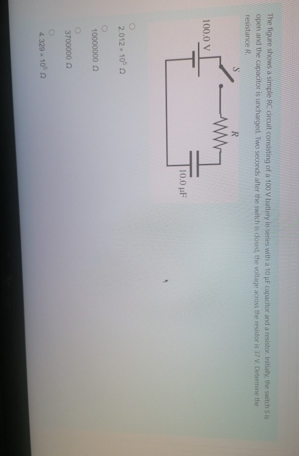 Solved The figure shows a simple RC circuit consisting of a | Chegg.com