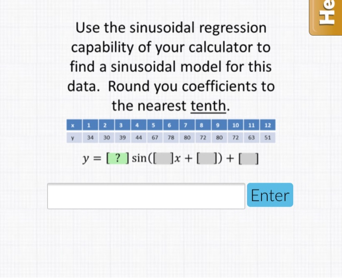 Solved He Use the sinusoidal regression capability of your | Chegg.com