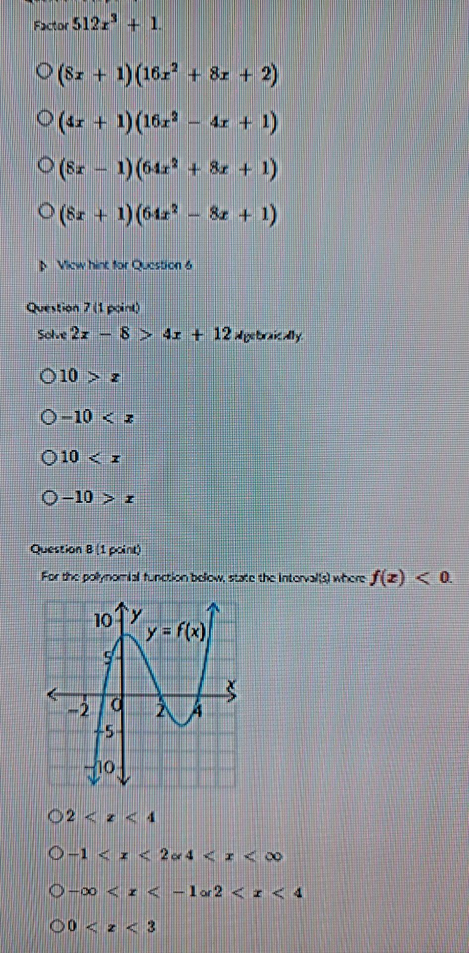 Solved (8x+1)(16x2+8x+2) (4x+1)(16x2−4x+1) (8x−1)(64x2+8x+1) | Chegg.com