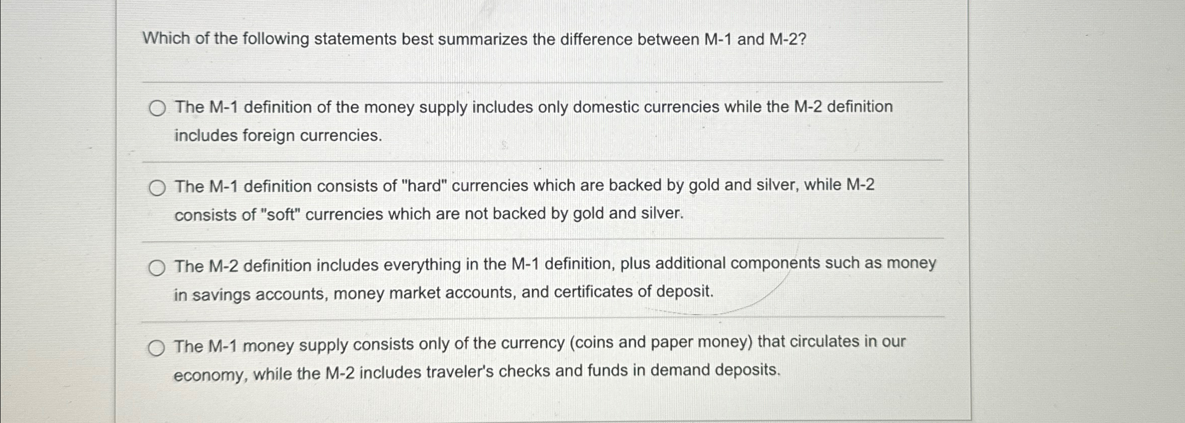 Solved Which of the following statements best summarizes the | Chegg.com