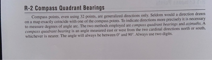 Solved R-2 Compass Quadrant Bearings Compass points, even | Chegg.com