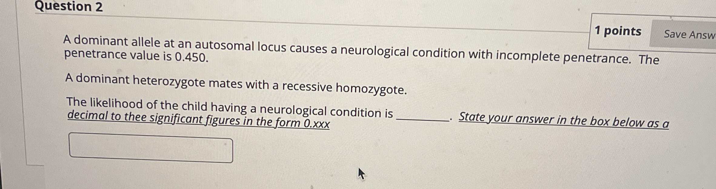 Solved Question 21 ﻿pointsA dominant allele at an autosomal | Chegg.com