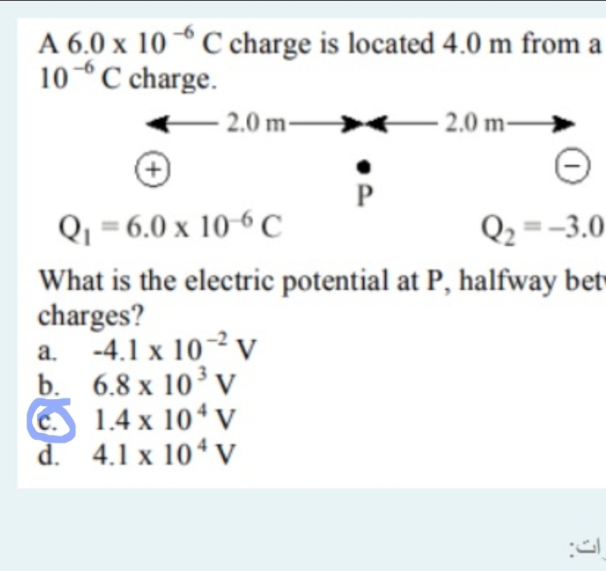 Solved A 6.0×10-6C ﻿charge is located 4.0m ﻿from a 10-6C | Chegg.com