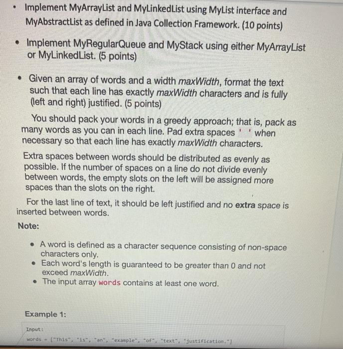 Solved . Implement MyArrayList and MyLinkedList using MyList | Chegg.com Solved . Implement MyArrayList and MyLinkedList using MyList | Chegg.com