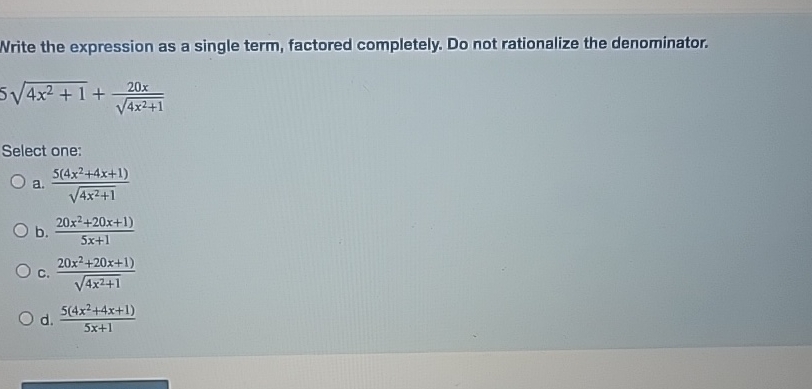 Solved Nrite the expression as a single term, factored | Chegg.com