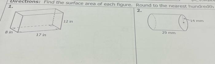 the surface area of each figure. Round to the nearest | Chegg.com