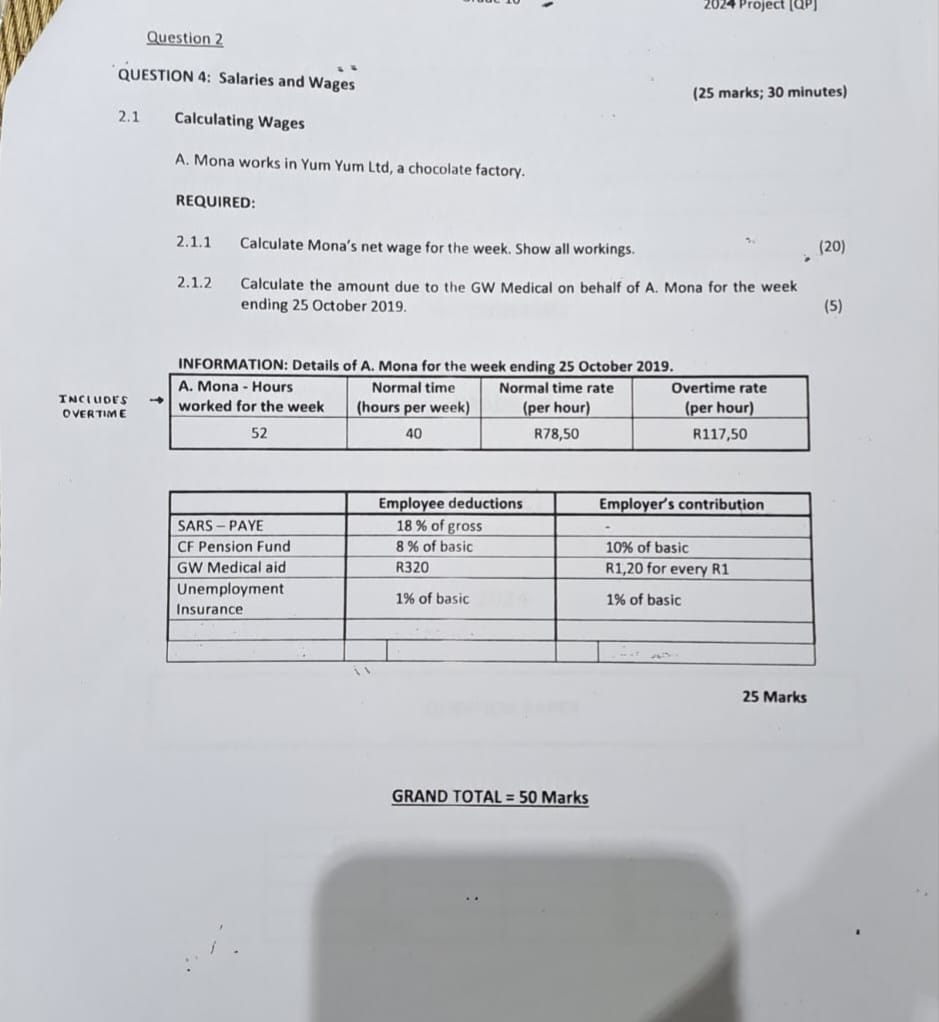 Question 2QUESTION 4: Salaries and Wages(25 ﻿marks; | Chegg.com