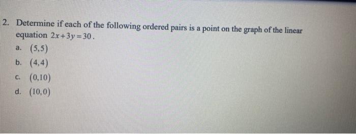 Solved 2. Determine if each of the following ordered pairs | Chegg.com