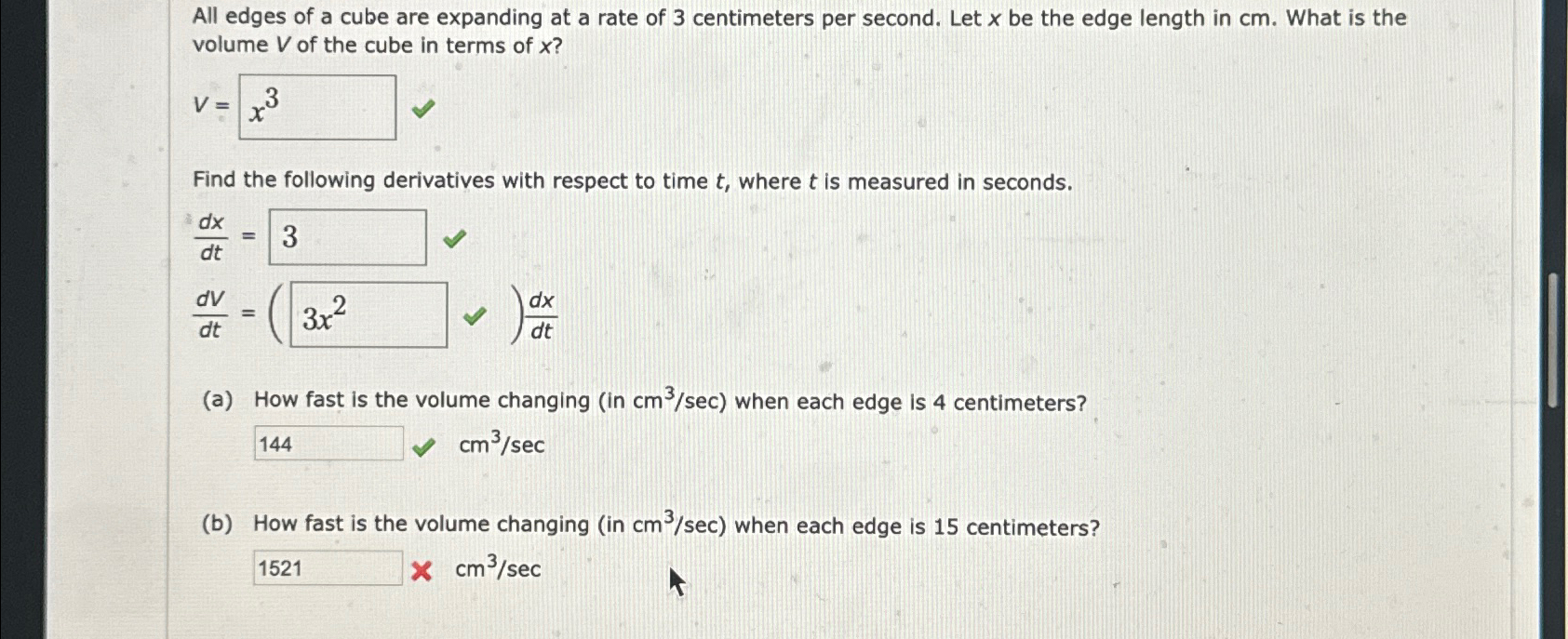 Solved All edges of a cube are expanding at a rate of 3 | Chegg.com