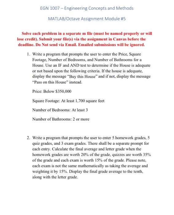 Solved EGN 1007 - Engineering Concepts and Methods | Chegg.com