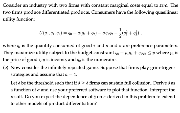 Quasilinear Utility Function E