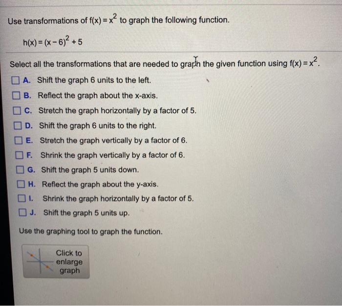 Solved Use transformations of f(x) = x? to graph the | Chegg.com
