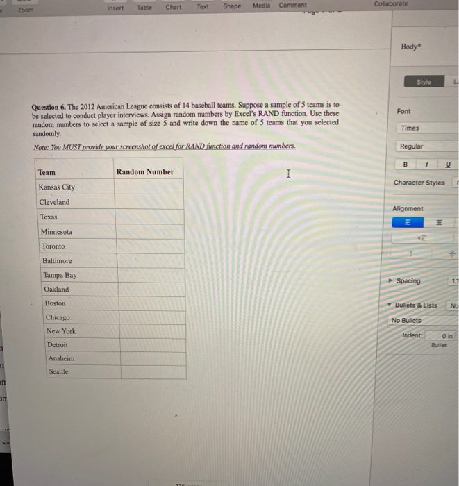 Solved Table Insert Chart Text Shape Zoom Media Comment | Chegg.com