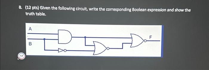 Solved 8. (12 pts) Given the following circult, write the | Chegg.com