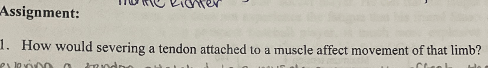 Solved Assignment:How would severing a tendon attached to a | Chegg.com