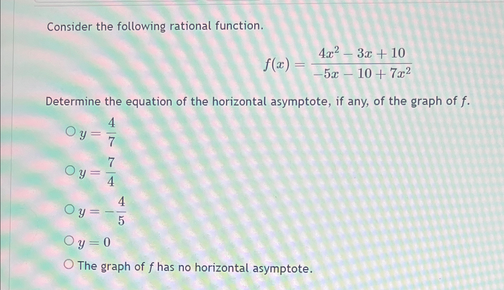 Solved Consider the following rational | Chegg.com