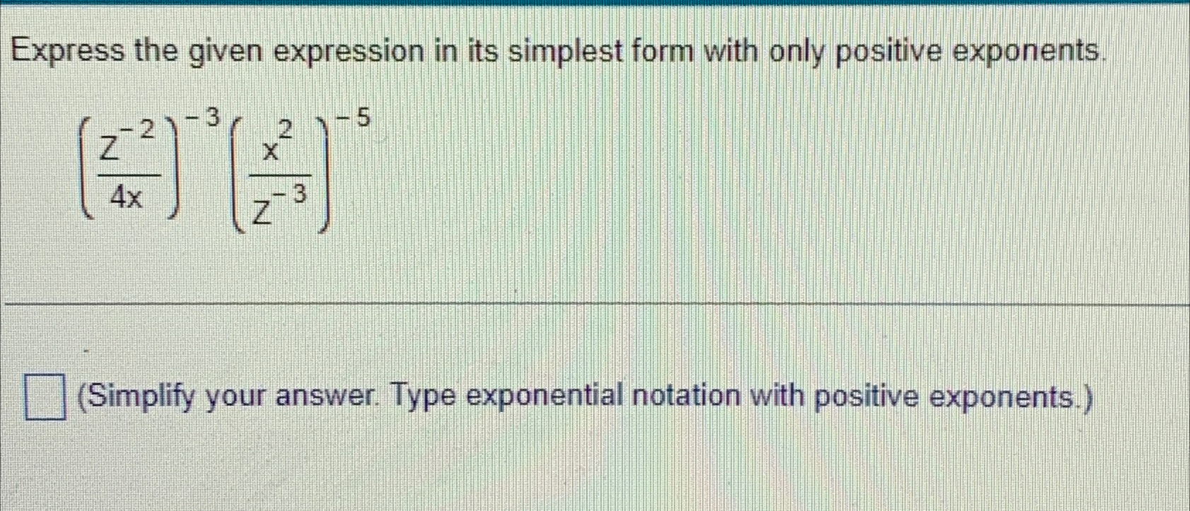 Solved Express the given expression in its simplest form | Chegg.com