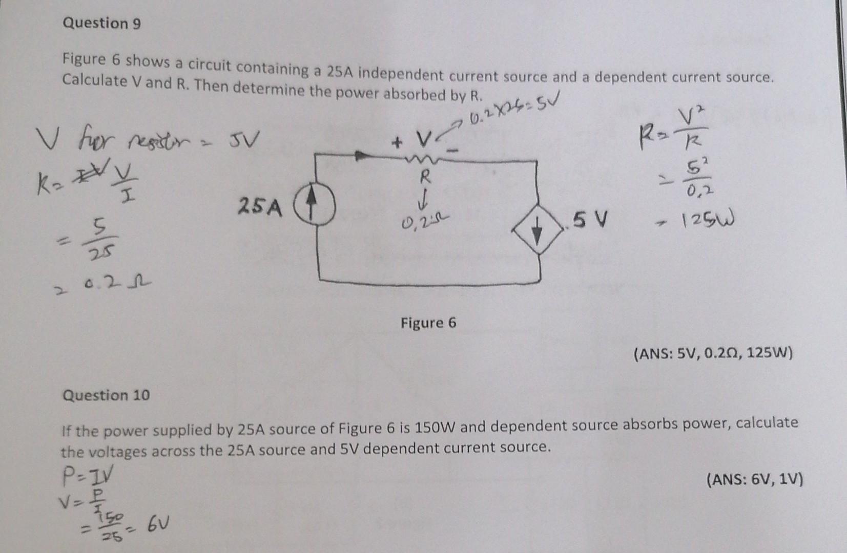 Solved Figure 6 shows a circuit containing a 25 A | Chegg.com