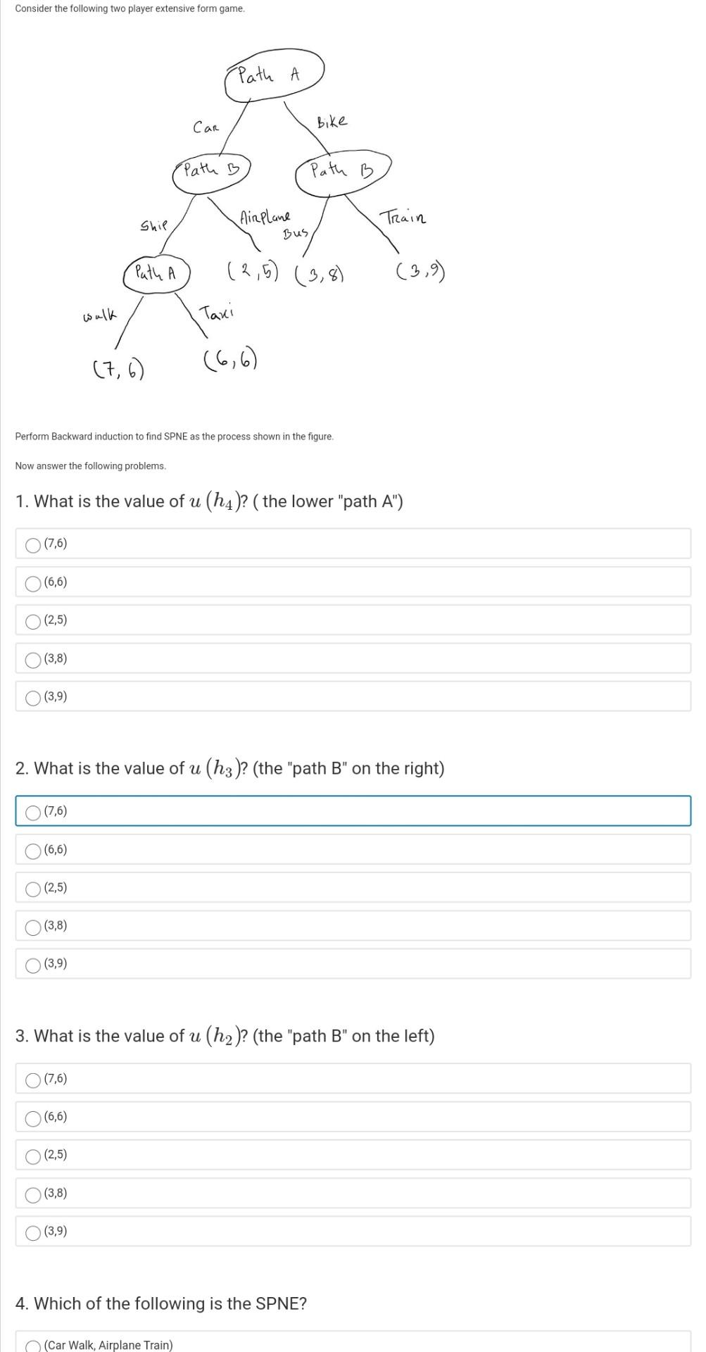 Solved Consider the following two player extensive form | Chegg.com